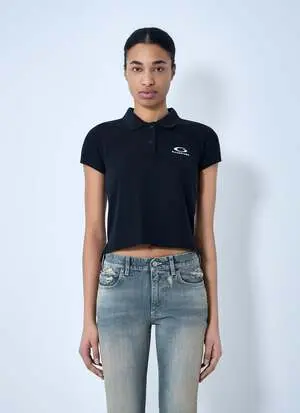 Balenciaga Cropped Polo Shirt - Black