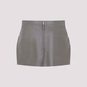 Rick Owens Fog Cutoff Lamb Leather Mini Skirt - Brown