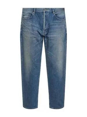 Saint Laurent Blue Cotton Denim Mick Long Jeans - Multicolor