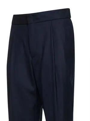 Giorgio Armani Blue Chevron Wool And Cashmere Trousers