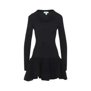 Alaïa Wool Ruffle Mini Dress - Black