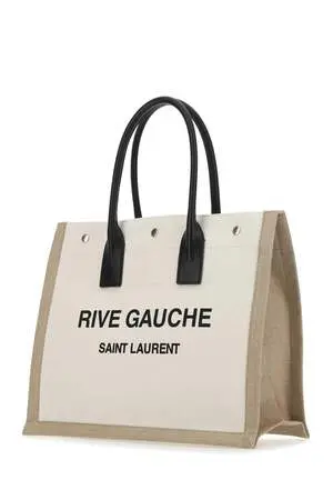 Saint Laurent Sand Canvas Big Rive Gauche Shopping Bag - Brown