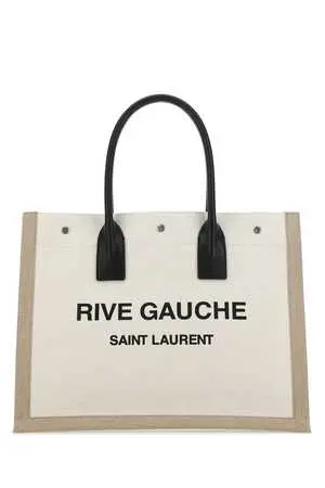 Saint Laurent SAINT LAURENT Sand Canvas Big Rive Gauche Shopping Bag Brown