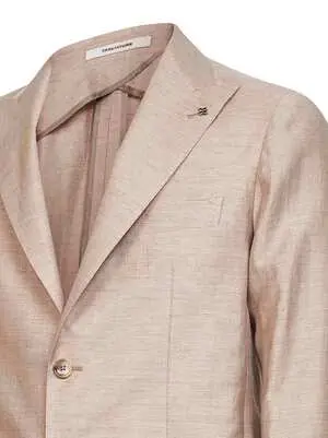 Tagliatore Dove Grey Linen And Cotton Blend Montecarlo Single-breasted Blazer - Multicolor