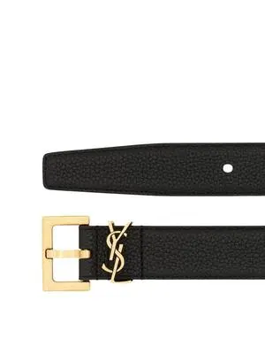 Saint Laurent Cassandre Hammered Leather Belt