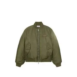 Off-White Satin Bomber Jacket - Green