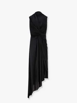 Balenciaga Stretch Fabric Long Asymmetrical Dress - Black