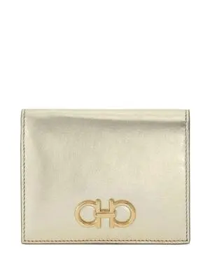 FERRAGAMO Gancini Laminated Leather Compact Wallet - Silver