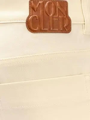 Moncler Stretch Cotton Shorts With Maxi Logo Patch - Cream