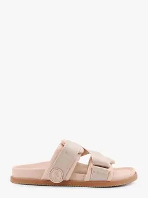 Moncler Mon Summer Leather Sandals With Nylon Details - Multicolor