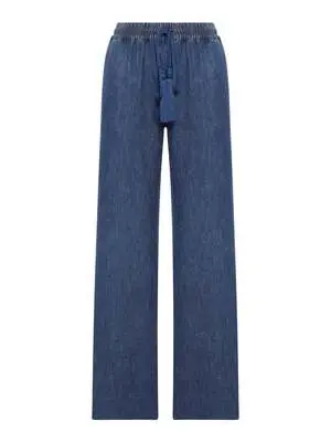 Valentino Garavani Wide Leg Chambray Pants - Multicolor
