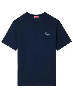 Kenzo Archive Rose` Embroidered Outlined Cotton T-shirt - Blue