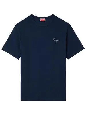 Kenzo Archive Rose` Embroidered Outlined Cotton T-shirt