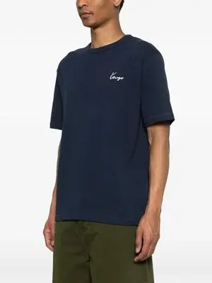 Kenzo Archive Rose` Embroidered Outlined Cotton T-shirt