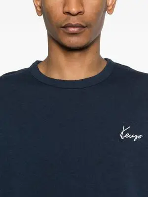 Kenzo Archive Rose` Embroidered Outlined Cotton T-shirt