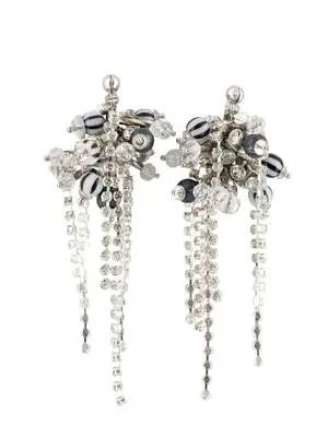 Dries Van Noten Handmade Embellished Pin Earrings - Black