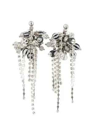 Dries Van Noten Handmade Embellished Pin Earrings - Black