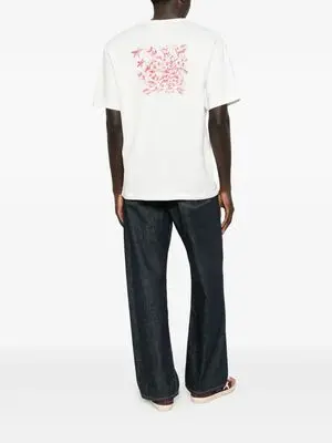 Kenzo Cartoon` Embroidered Outlined Cotton T-shirt