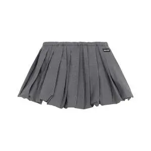 Miu Miu Plissé Check Mini Skirt - Gray