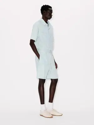 Kenzo Straight Shorts In Stone Bleach Chambray