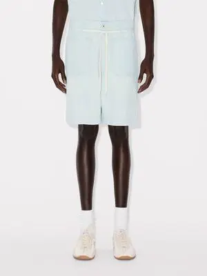 Kenzo Straight Shorts In Stone Bleach Chambray