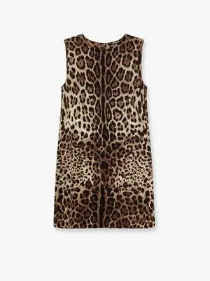 Dolce & Gabbana Stretch Silk Leopard Print Dress - Multicolor