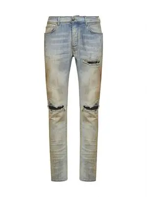 Amiri Blue Denim Suede Mx1 Jeans - Multicolor