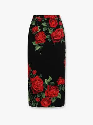 Dolce & Gabbana Stretch Silk Midi Skirt - Multicolor