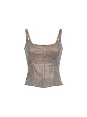 Giuseppe Di Morabito Silver Crystal Bustier Top