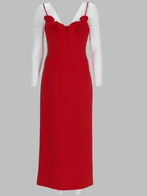 Magda Butrym Midi Dress With Floral Appliques - Red