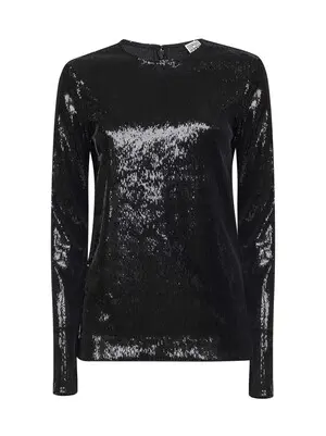 TOTEME Black Sequin Long-sleeved Top