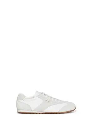 Prada Calzature White Re-nylon And Suede Sneakers