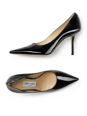 JIMMY CHOO Patent Leather Decollete With Jc Logo - Black