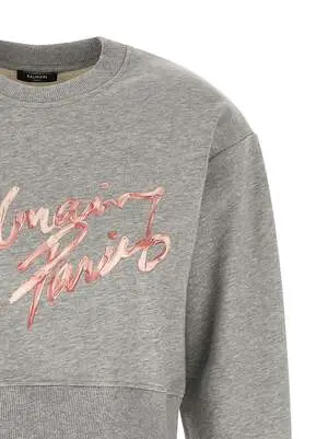 Balmain Cropped Sweatshirt - Gray