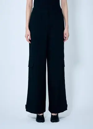 GANNI Solid Twill Suiting Cargo Pants - Black