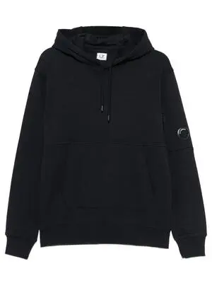 C.P. COMPANY Diagonal Raised Fleece Hooded Lens Sweatshirt - Blue