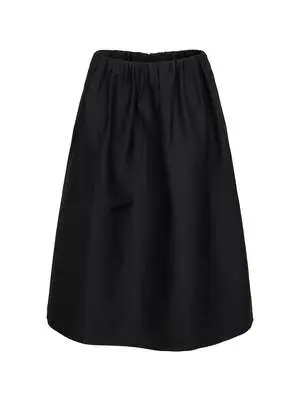 TOTEME Black Wool And Silk Gathered Midi Skirt - Multicolor