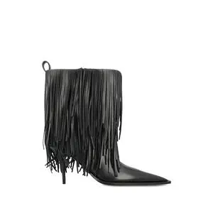 Balenciaga Fringed Pointed Toe Boots - Black