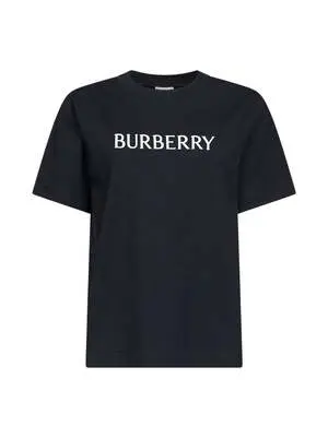 Burberry Black Cotton Logo T-shirt - Multicolor