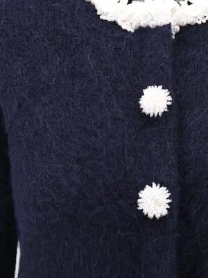 SELF-PORTRAIT Cardigan With Flower Pearl Buttons - Blue