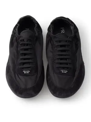 Prada Collapse Sneakers In Re-nylon And Suede - Black