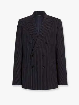 Dolce & Gabbana Martini Light Double-breasted Pinstriped Wool Blazer - Multicolor