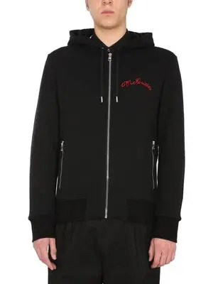 Alexander McQueen Hooded Sweatshirt With Zip - Black
