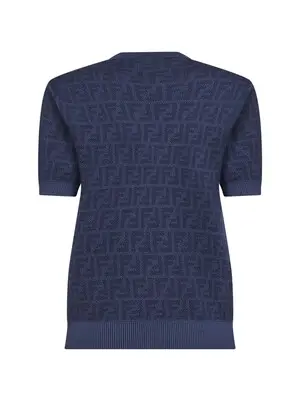 Fendi Denim Blue Ff Wool Crewneck Jumper