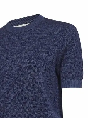 Fendi Denim Blue Ff Wool Crewneck Jumper