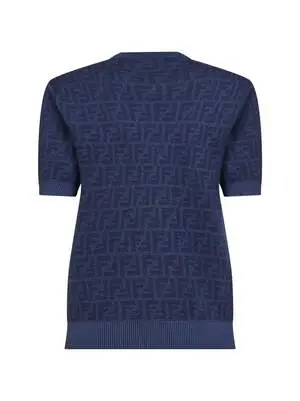 Fendi Denim Blue Ff Wool Crewneck Jumper - Multicolor