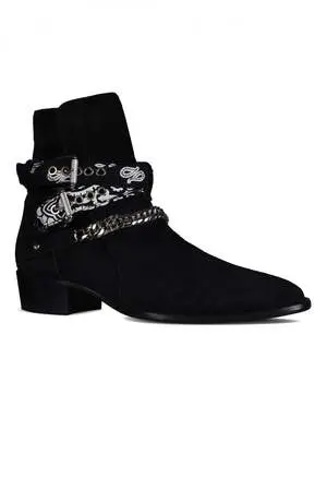 Amiri Bandana Buckle Ankle Boots - Black