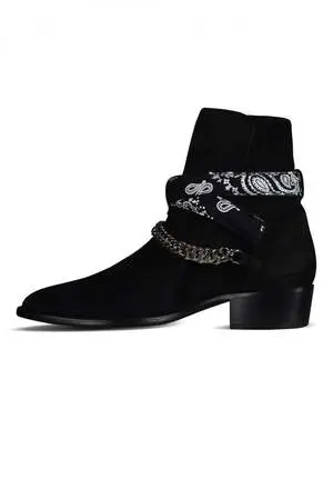 Amiri Bandana Buckle Ankle Boots - Black