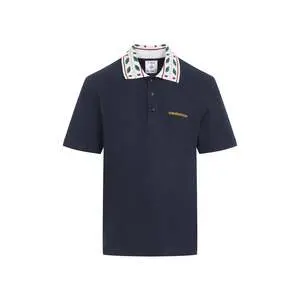 Casablanca Laurel Piqué Polo - Blue