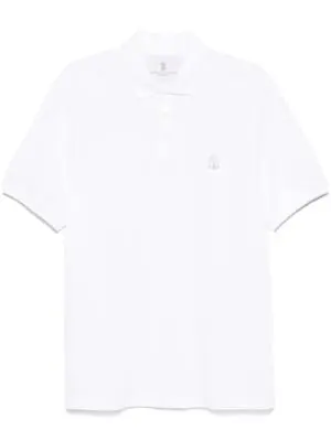 Brunello Cucinelli Cotton Piqué Polo Shirt With Logo - White